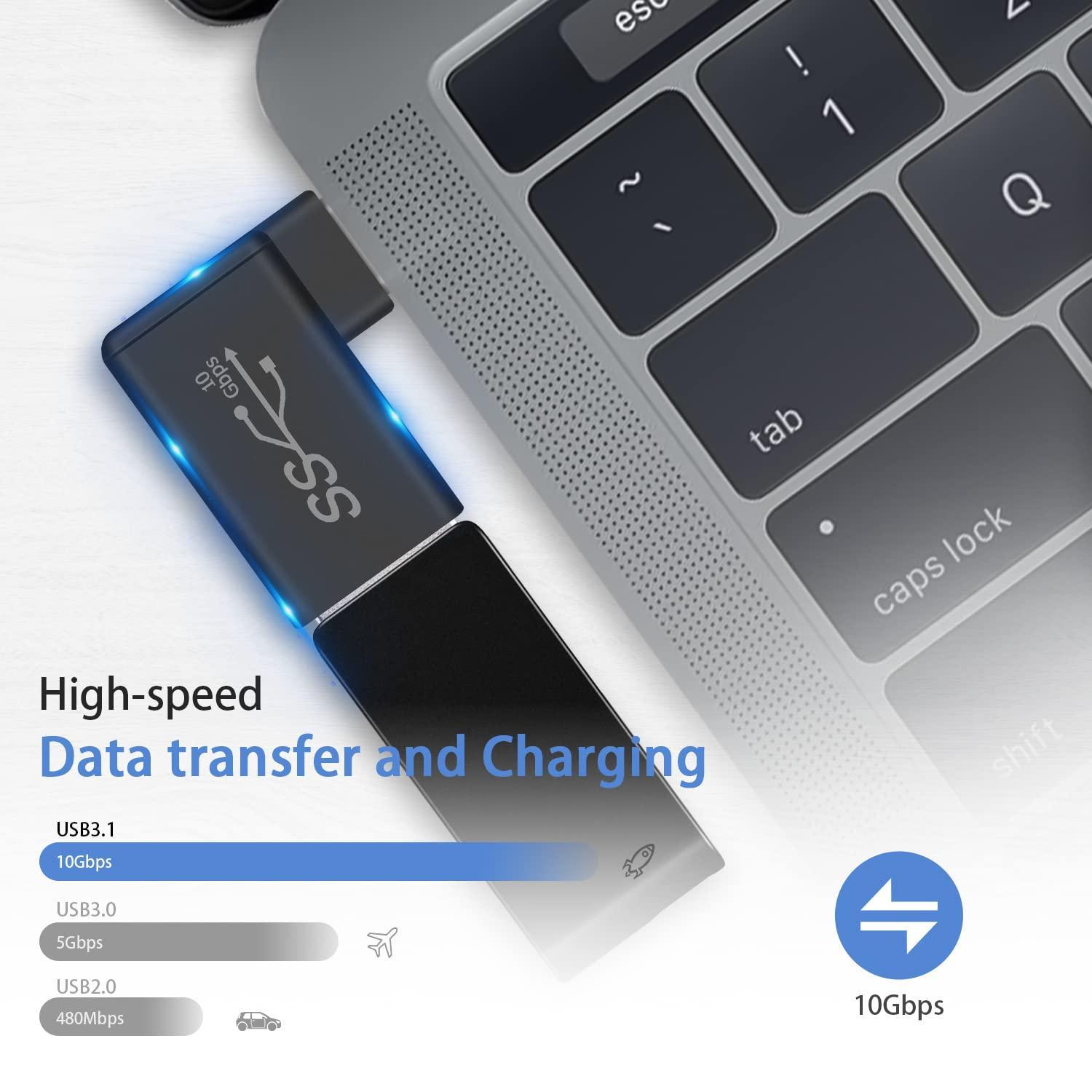 NÖrdic Usb A 31 Otg Hunn Til Usb C Hann Vinklet Adapter 5 Gbps Alumi
